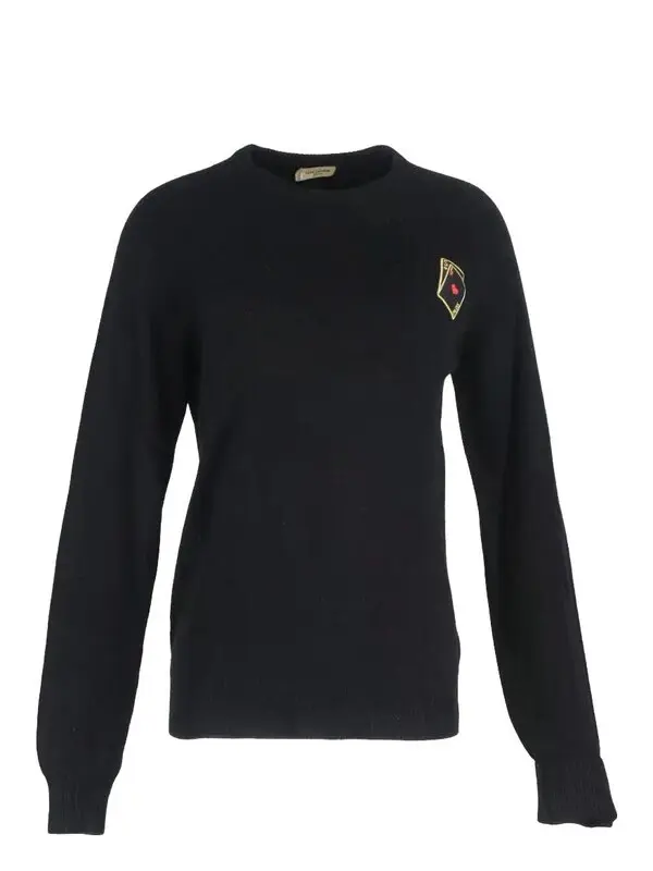 Saint Laurent Detail-embroidered Crew-neck Sweater - Black