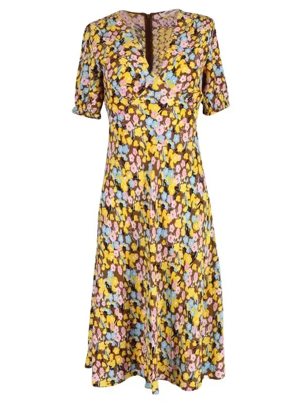 Diane Von Furstenberg Floral-print Midi Dress - Yellow