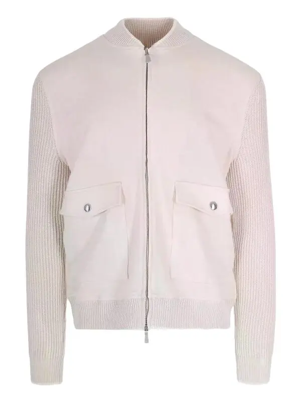 Eleventy Patch Pocket Ribbed Jacket - Neutrals
