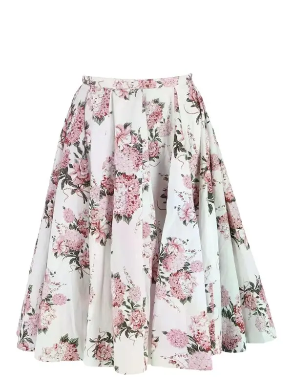 EMILIA WICKSTEAD Edy Pleated Floral Skirt - White