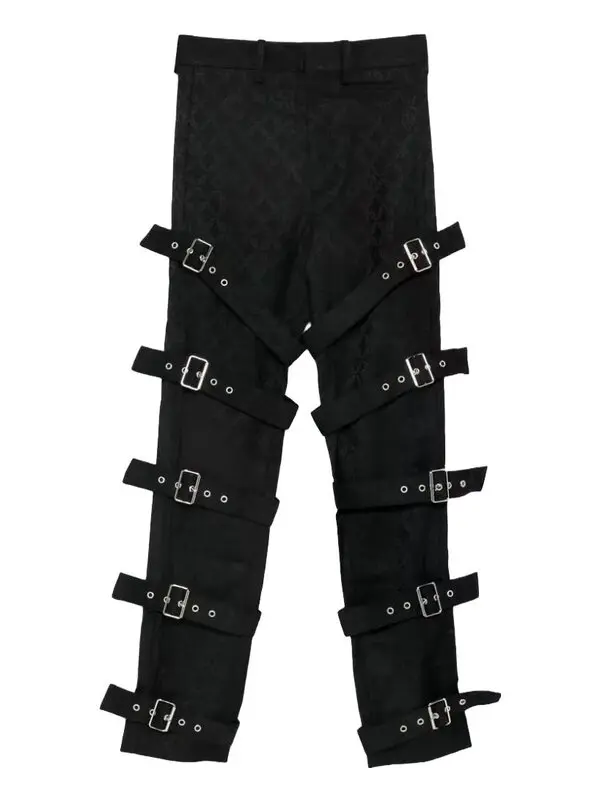 CHARLES JEFFREY Buckled Jacquard Trousers - Black