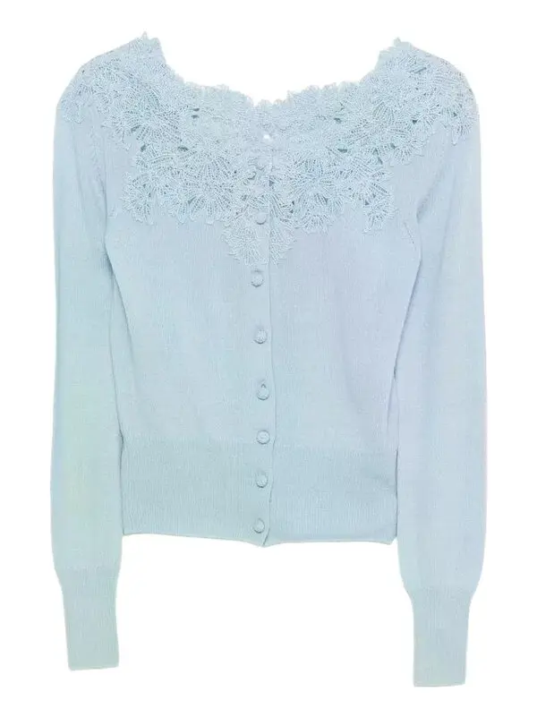 Ermanno Scervino Lace Buttoned Cardigan - Blue