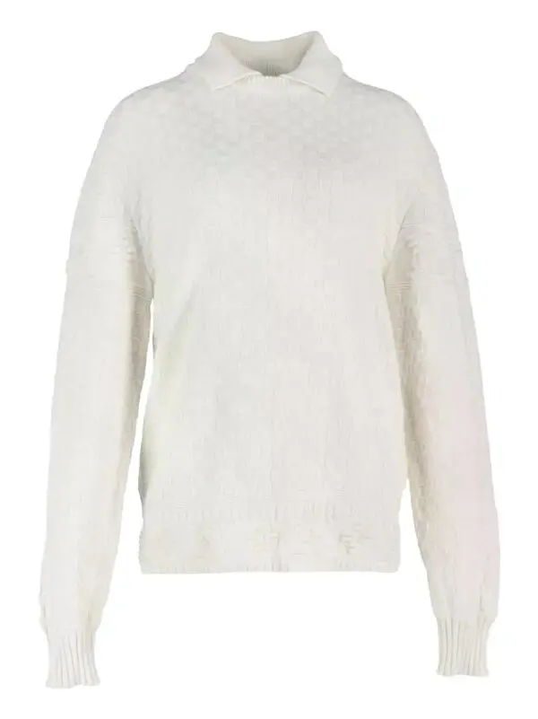 LOUIS VUITTON Collared Grid-pattern Sweater - Neutrals