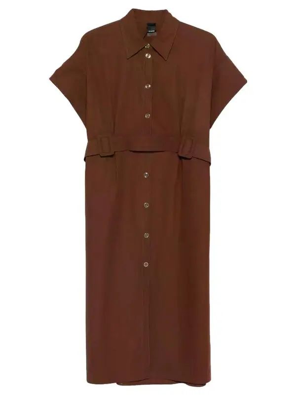 Pinko Belted Buttoned Midi Shirt Dress - Brown