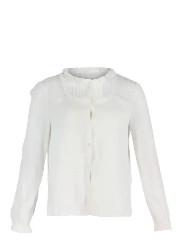 Maje Ruffled Buttoned Blouse - White