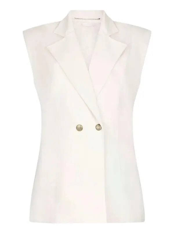 Liu Jo Padded-shoulder Double-breasted Waistcoat - Neutrals