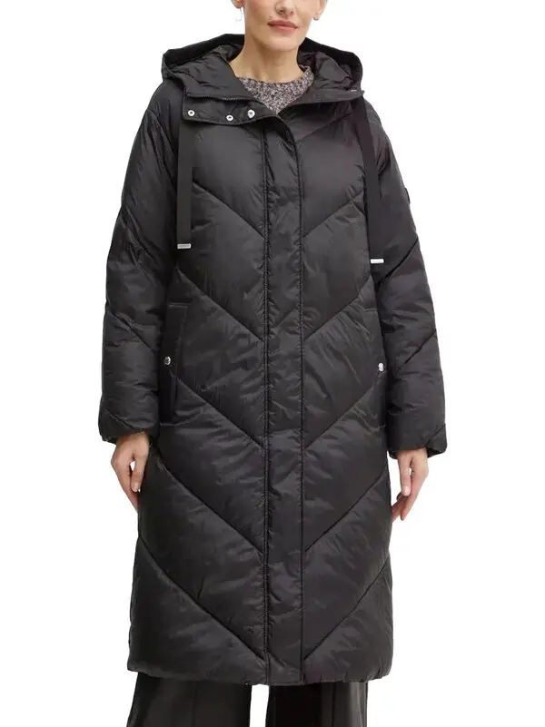 BOSS Hooded Quilted Coat - Black