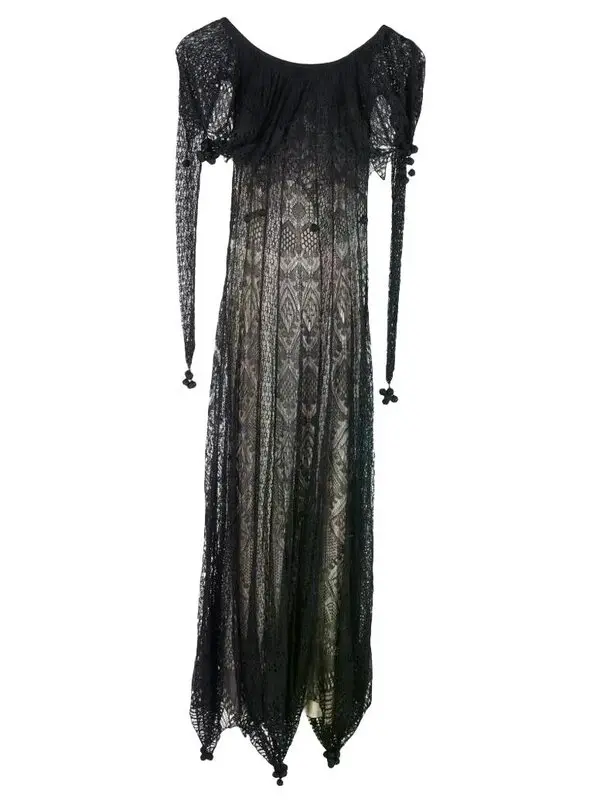 Alexander McQueen Lace Off-shoulder Maxi Dress - Black