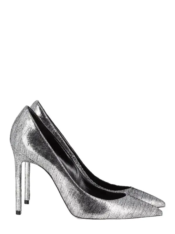 Saint Laurent Anja Textured Pumps - Silver