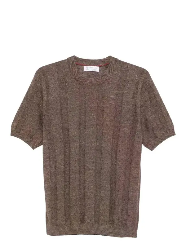 Brunello Cucinelli Ribbed Short-sleeve T-shirt - Brown