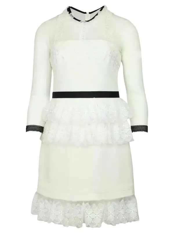 Three Floor Crew-neck Dress - White