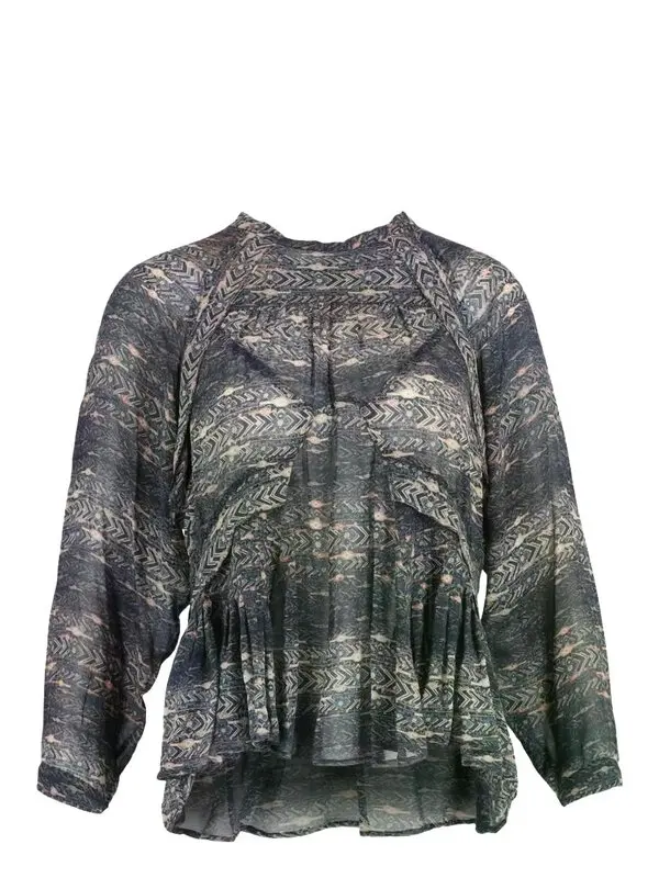 ISABEL MARANT VINTAGE Silk Print Blouse - Grey