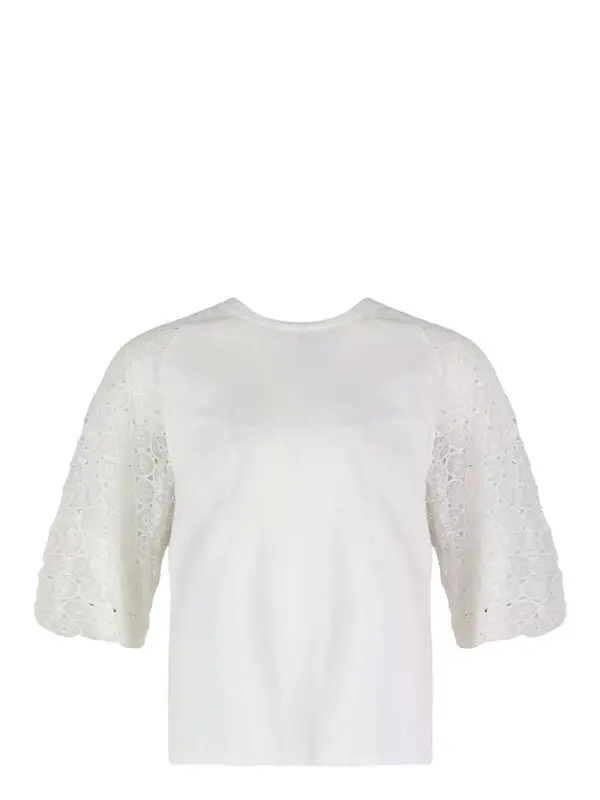 Chloé Lace-sleeve Crew-neck T-shirt - White