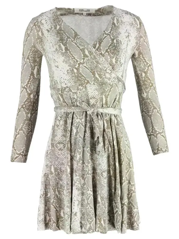 Diane Von Furstenberg Snakeskin-print Mini Dress - Neutrals