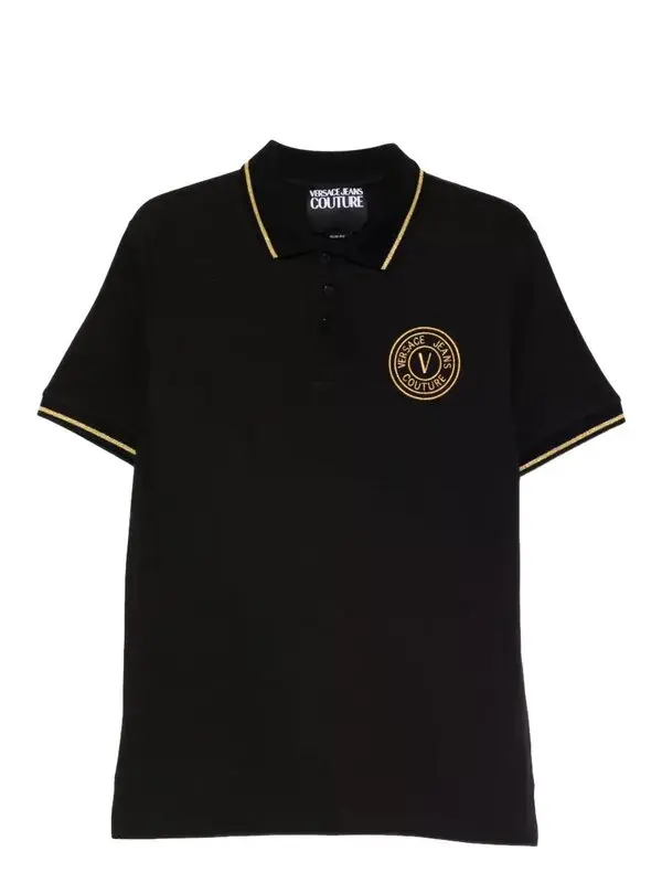 Versace Logo-appliqué Polo Shirt - Black