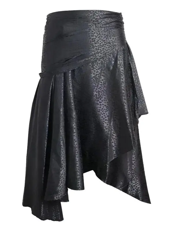 Dodo Bar Or Draped Asymmetric Hem Leopard Print Skirt - Black