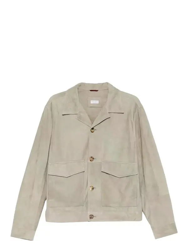 Brunello Cucinelli Pocket Leather Jacket - Neutrals