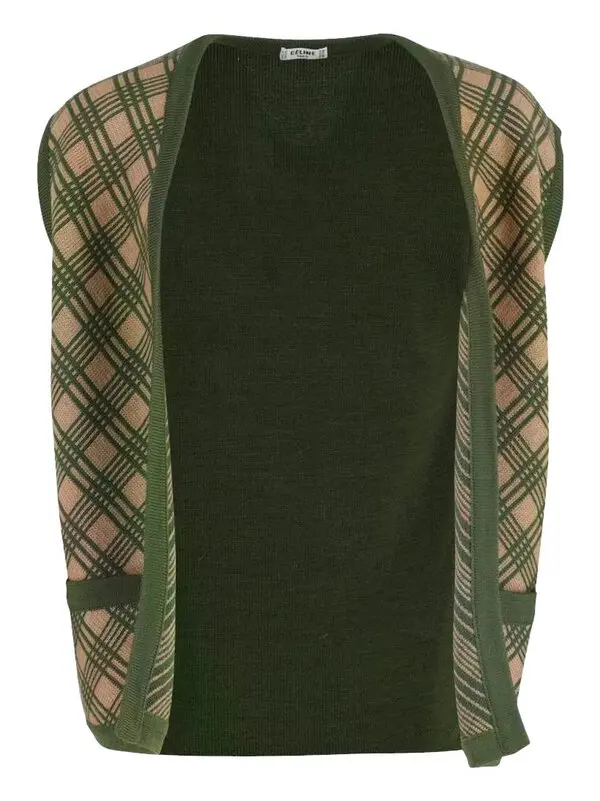 Celine Diamond Print Wool Vest - Green