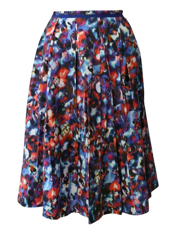 Saloni Abstract-pattern Midi Skirt - Blue