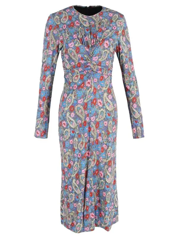 ISABEL MARANT VINTAGE Paisley-pattern Midi Dress - Blue