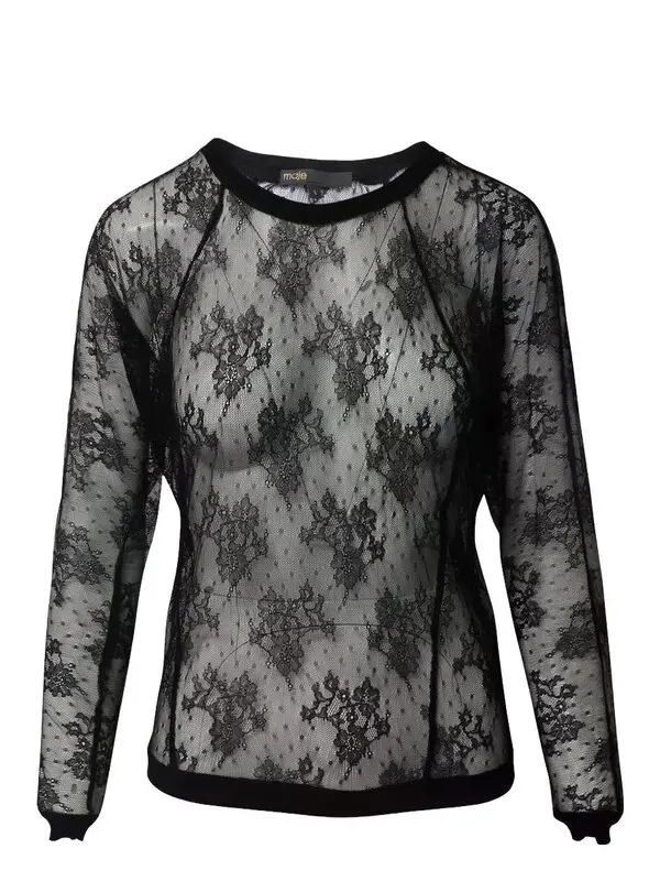 Maje Floral-lace Top - Black
