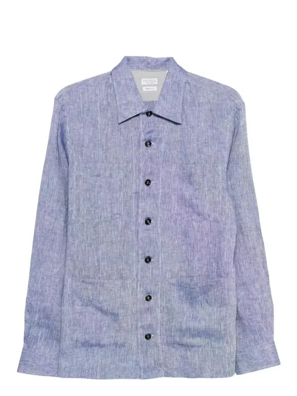 Brunello Cucinelli Buttoned Linen Shirt - Blue