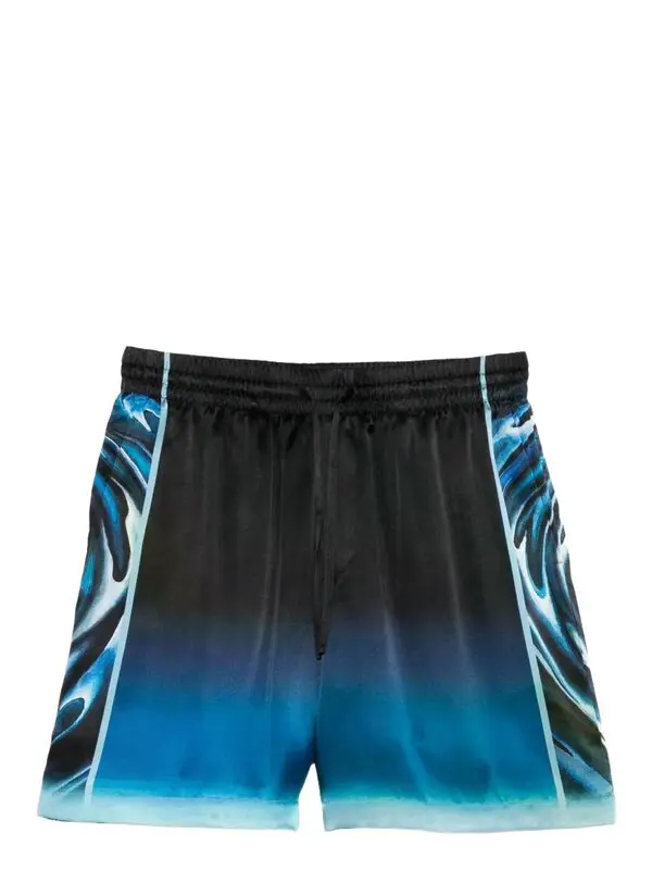 Casablanca Warped Logo Silk Shorts - Black