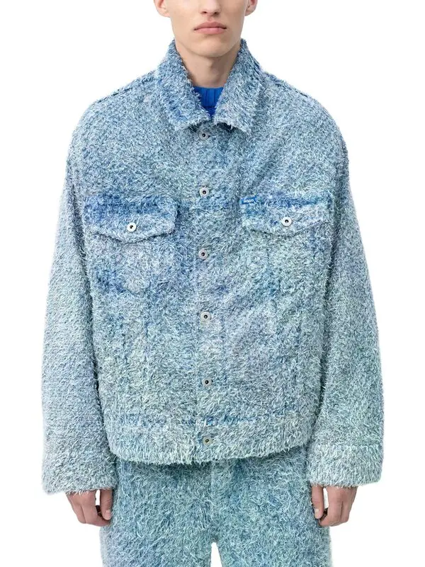 Hugo Textured Denim Trucker Jacket - Blue