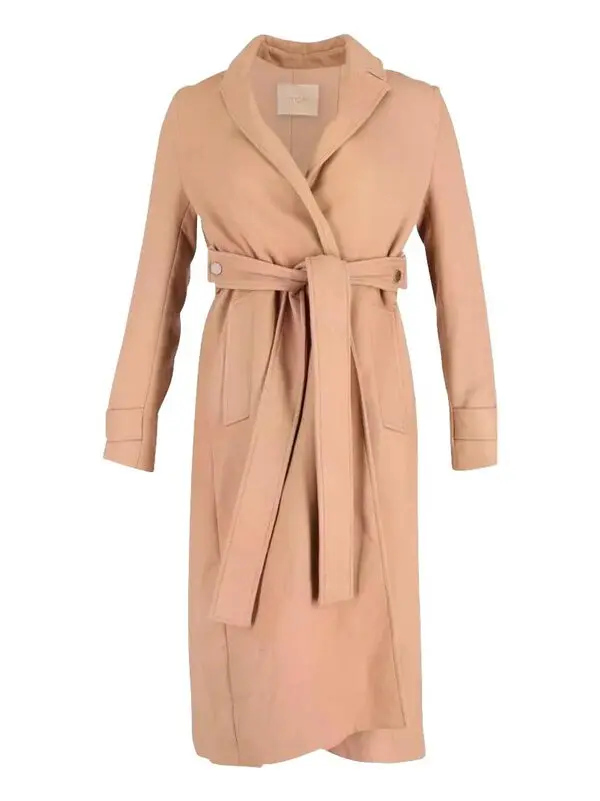 Maje Pleated Belted Trench Coat - Neutrals