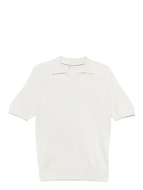 Brunello Cucinelli Ribbed V-neck T-shirt - Neutrals