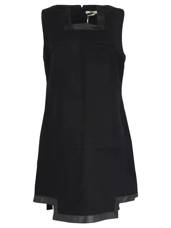 Fendi Leather-trim Sleeveless Midi Dress - Black