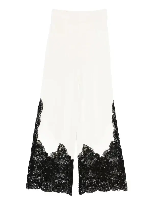 Ermanno Scervino Lace-trim Cropped Trousers - White