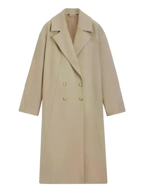 BOSS Double-breasted Notched Lapel Coat - Neutrals