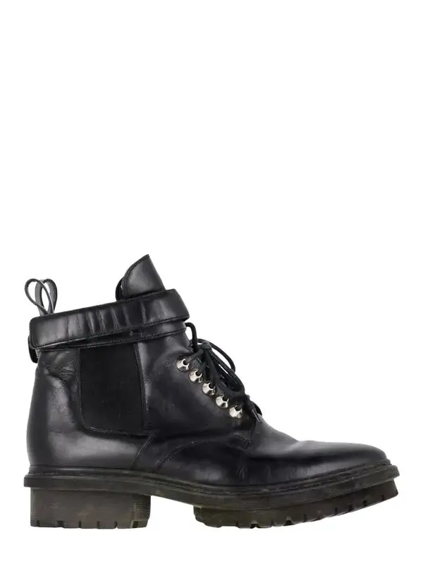 Balenciaga Lace-up Leather Combat Boots - Black
