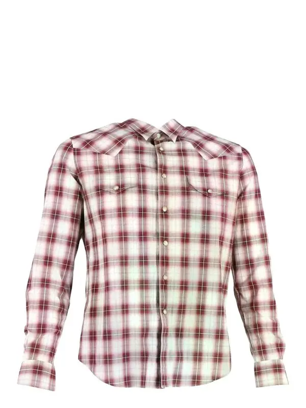 Saint Laurent Plaid Flannel Long-sleeve Shirt - Red