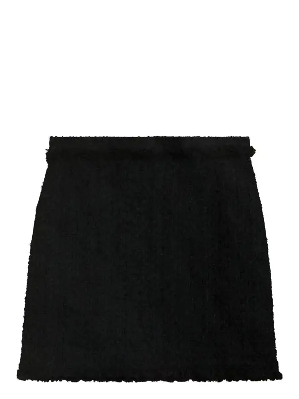 BOSS Fringed Tweed Skirt - Black
