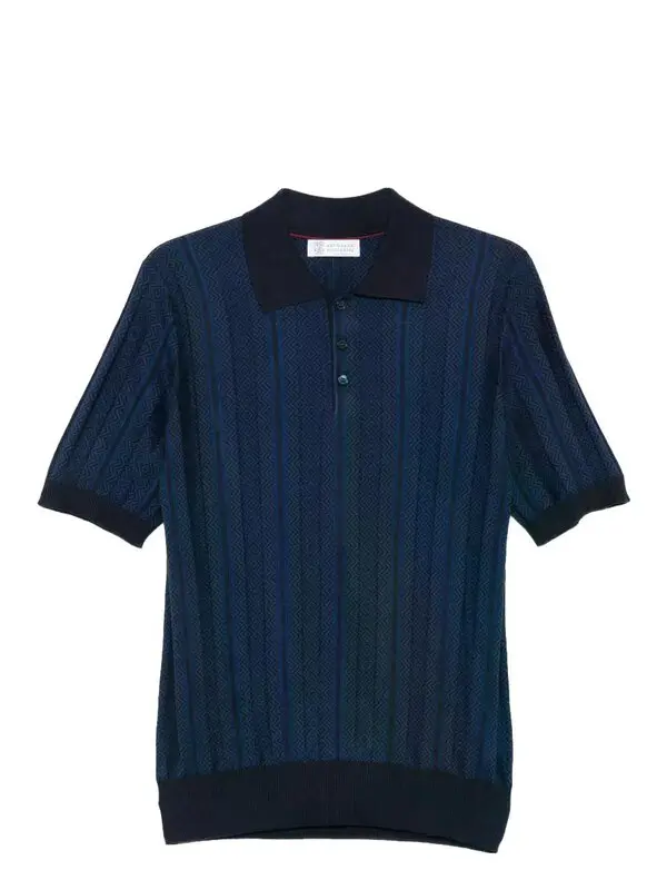 Brunello Cucinelli Patterned Short-sleeve Polo Shirt - Blue