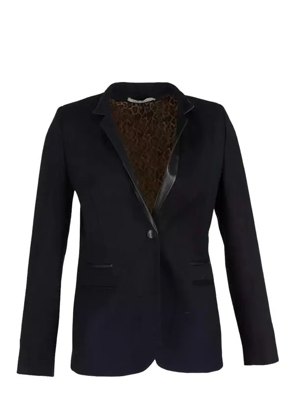 Sandro Leather-collar Blazer - Black