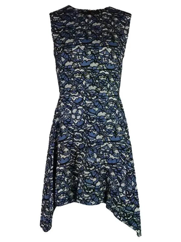 LOUIS VUITTON Lace Pattern Asymmetric Hem Dress - Blue
