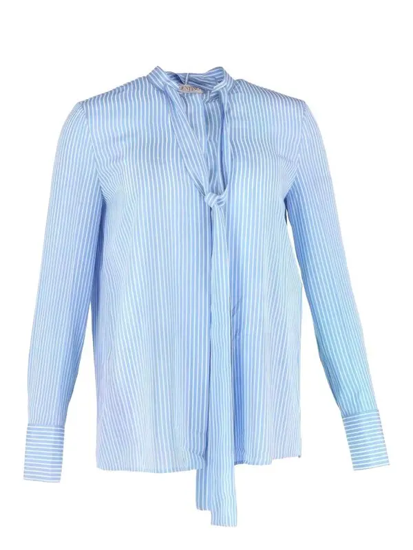 Valentino Garavani Stripe Tie-neck Shirt - Blue