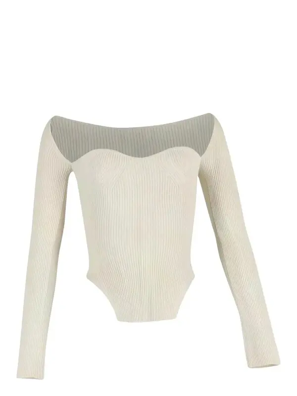 Khaite Maddy Knitted Off-shoulder Top - Neutrals