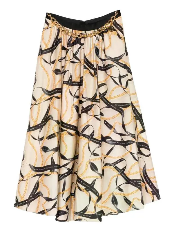 Elisabetta Franchi Chain-print Midi Skirt - Neutrals