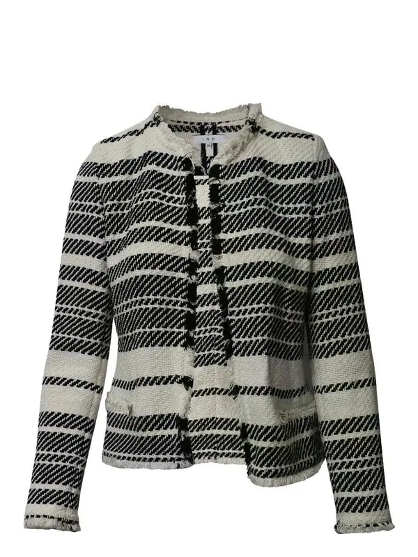IRO PARIS Zlata Striped Frayed Jacket - Black