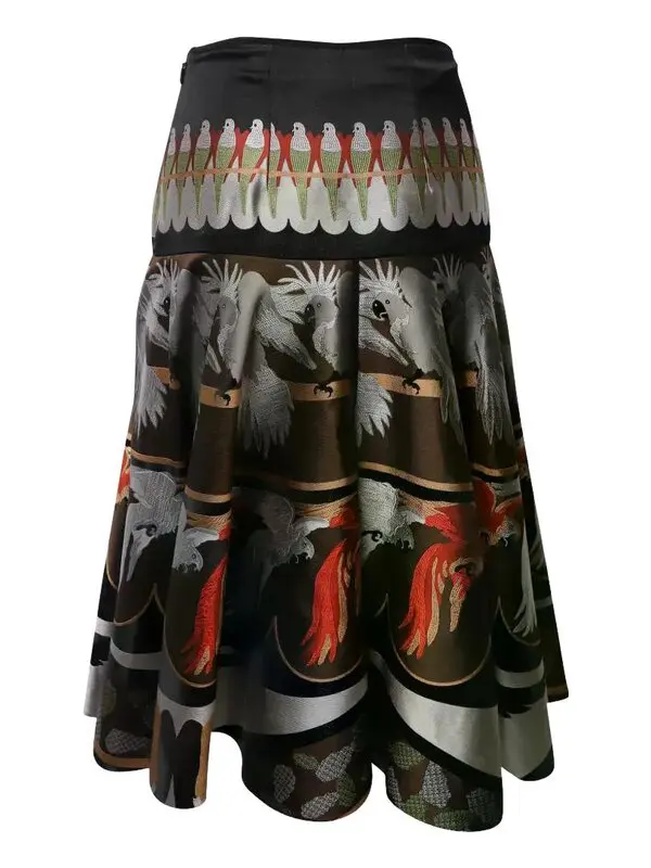Fendi Parrot Print Midi Skirt - Brown