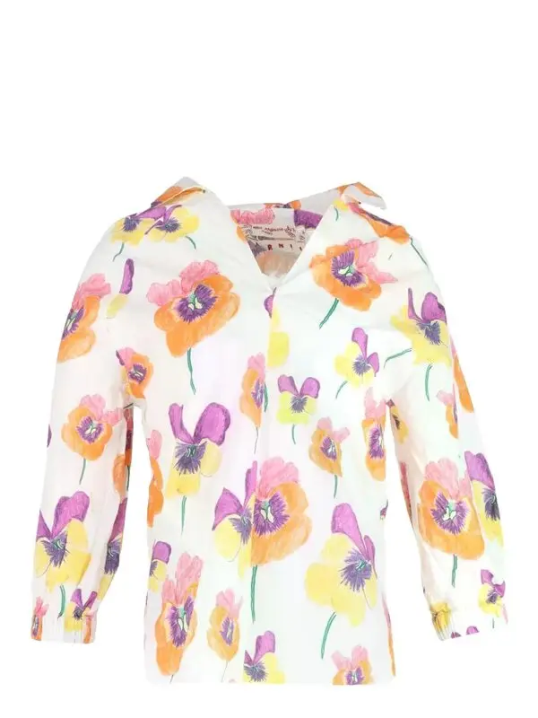 Marni Floral-print V-neck Shirt - White