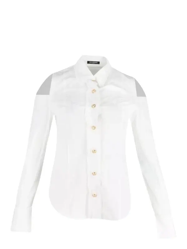 Balmain Cut-out Buttoned Shirt - White