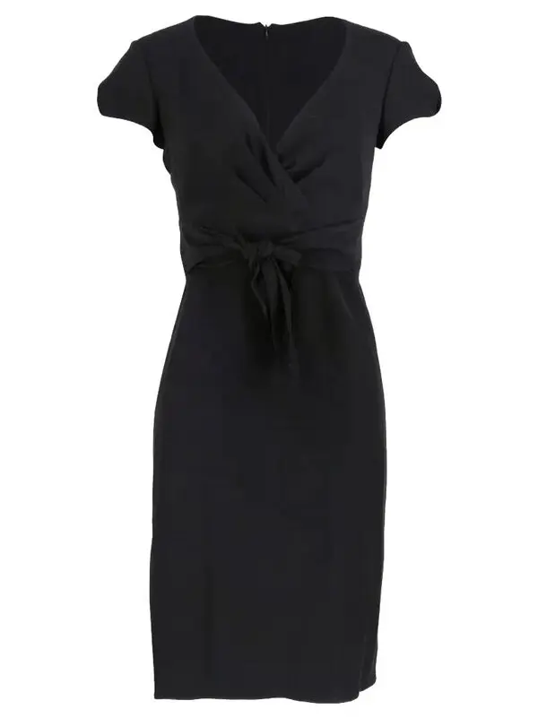 Emporio Armani Cross-over V-neck Midi Dress - Black