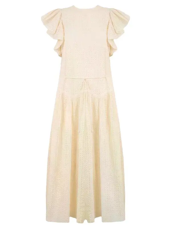 Ulla Johnson Sylvaine Ruffled Midi Dress - Neutrals