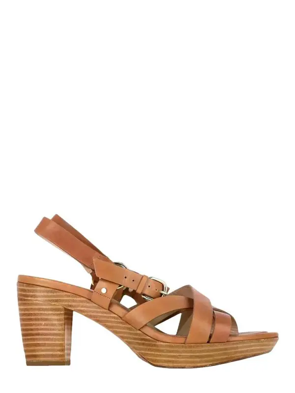 Fratelli Rossetti Block Heel Leather Sandals - Brown
