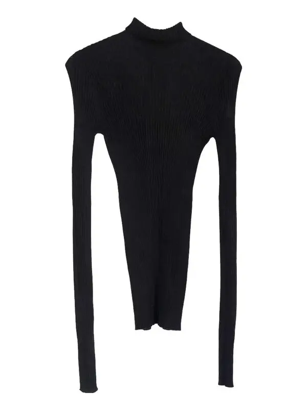 JIL SANDER Ribbed Turtleneck Top - Black